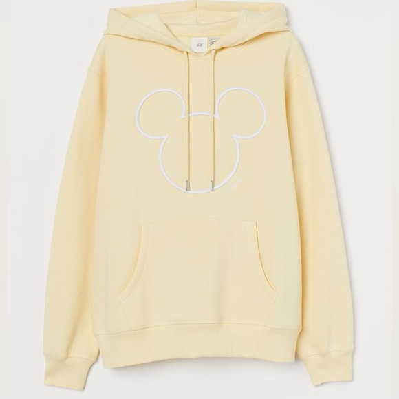 H&M | Tops | Hm X Disney Mickey Mouse Pullover Hoodie In Pale Yellow ...
